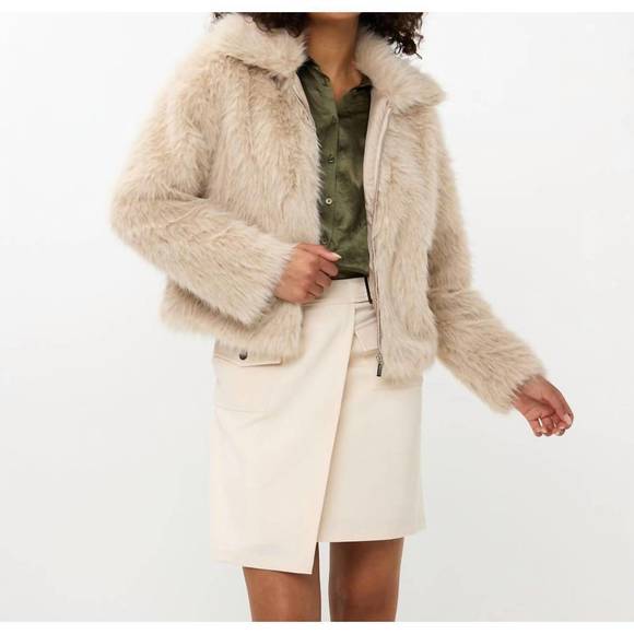 ESQUALO | Jackets & Coats | New Esqualo Faux Fur Short Jacket In Sand ...